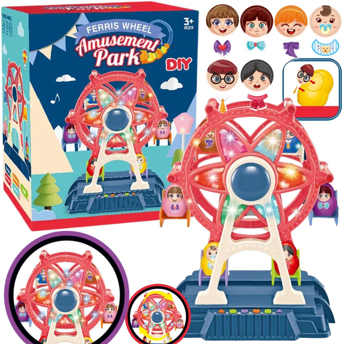 Interaktywne Kolorowe Koło Diabelskie Park Rozrywki Karuzela Światło Dźwięk - Inna marka | Sklep ...