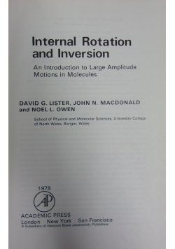 Internal Rotation and Inversion - Academic Press | Książka w Empik