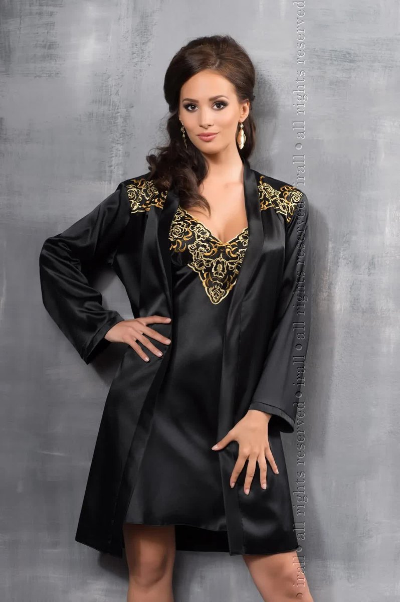 Irall Szlafrok Luna M Czarno-Złoty - Irall | Moda Sklep EMPIK.COM