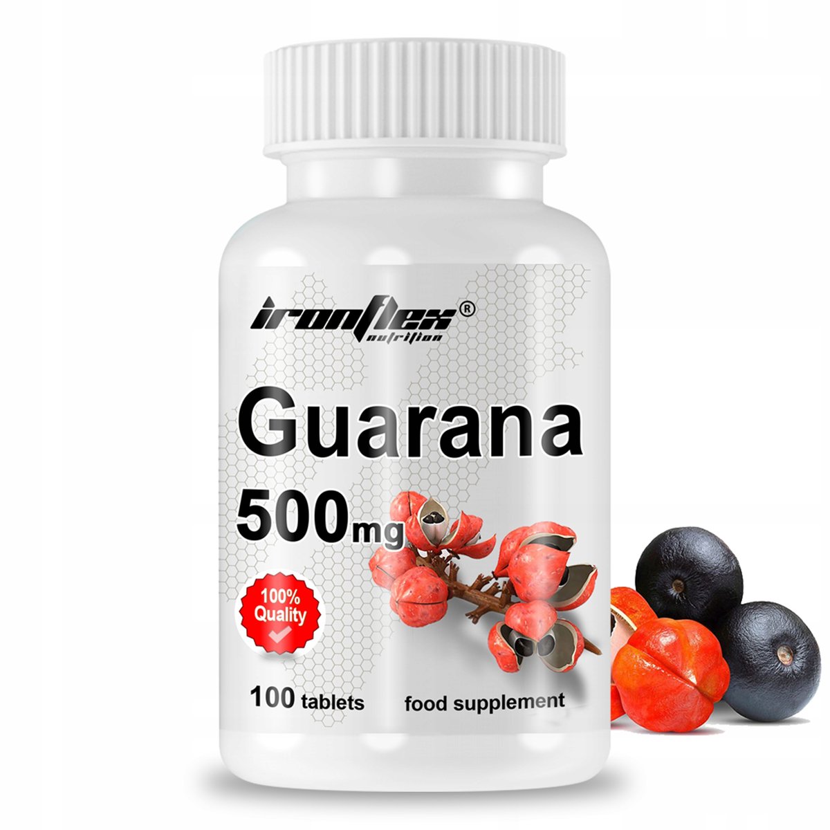 Ironflex Guarana 100 Tabs Mocny Ekstrakt Energia Pobudzenie Kofeina ...