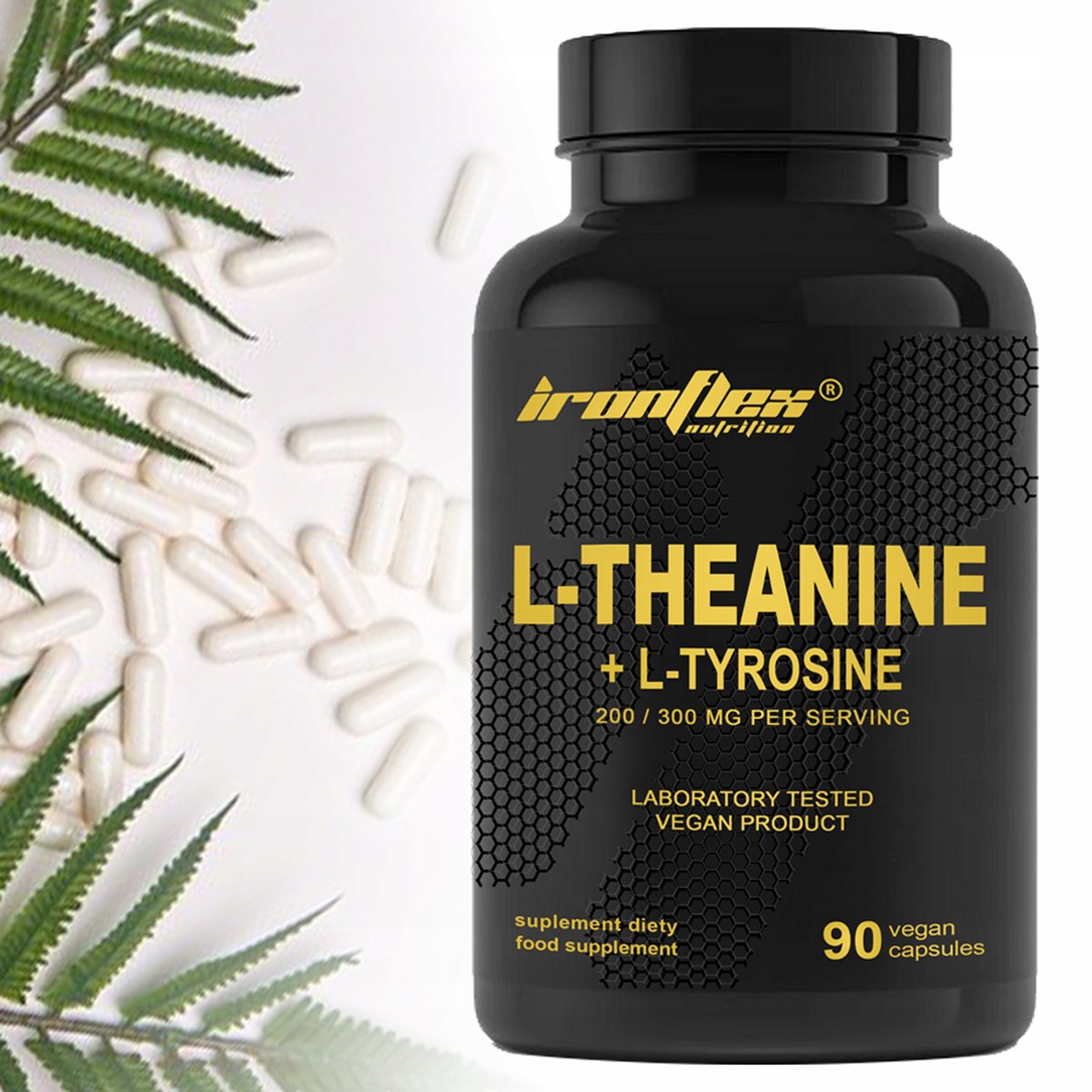 IRONFLEX L-TEANINA 200mg + L-TYROZYNA 90 kaps Vege TEANINA RELAKS ...