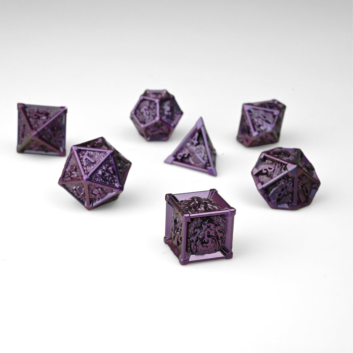 Irydyzujący Fiolet Czerń Set | 5 cm | Metal | Kości | Dark Gothic ...