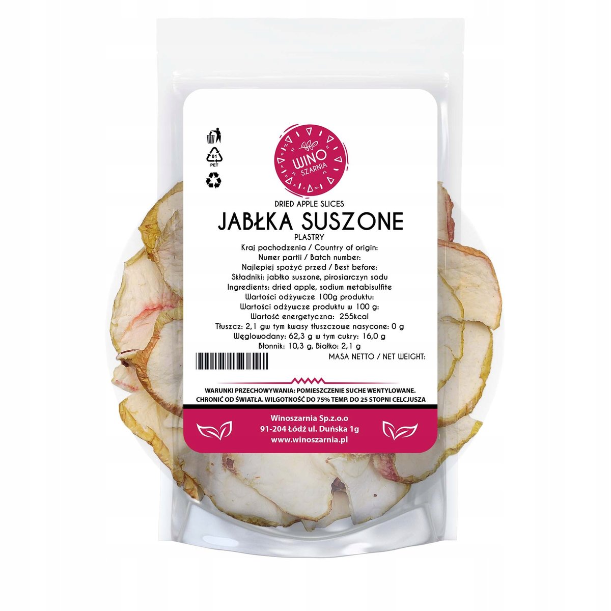 Jabłka suszone plastry 1kg krojone chipsy jabłkowe Polska Produkcja ...