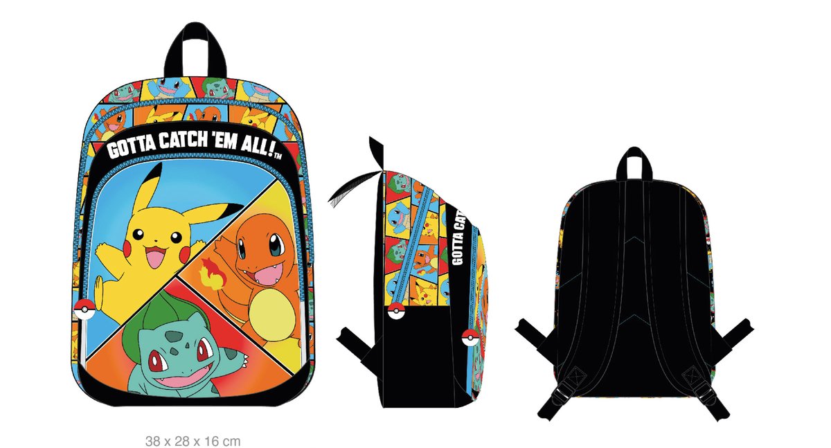 Jacob, POKEMON - Starter - Plecak z 2 przegrodami "38x28x16cm - Inna ...