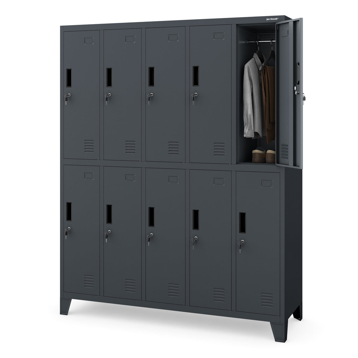 JAN NOWAK Metalowa Szafa Skrytkowa Szkolna 10-drzwiowa BARTEK Antracytowa - Jan Nowak | Sklep ...