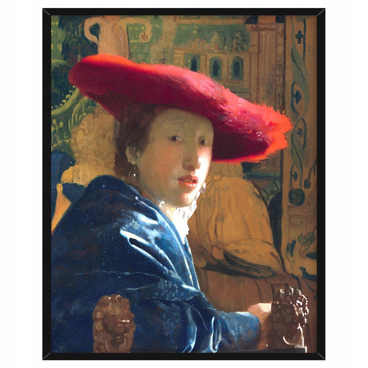 Jan Vermeer Dziewczyna w czerwonym kapeluszu OBRAZ 50x40 - ANTYKWARIAT "CZUŁA JEST NOC" JAKUB ...