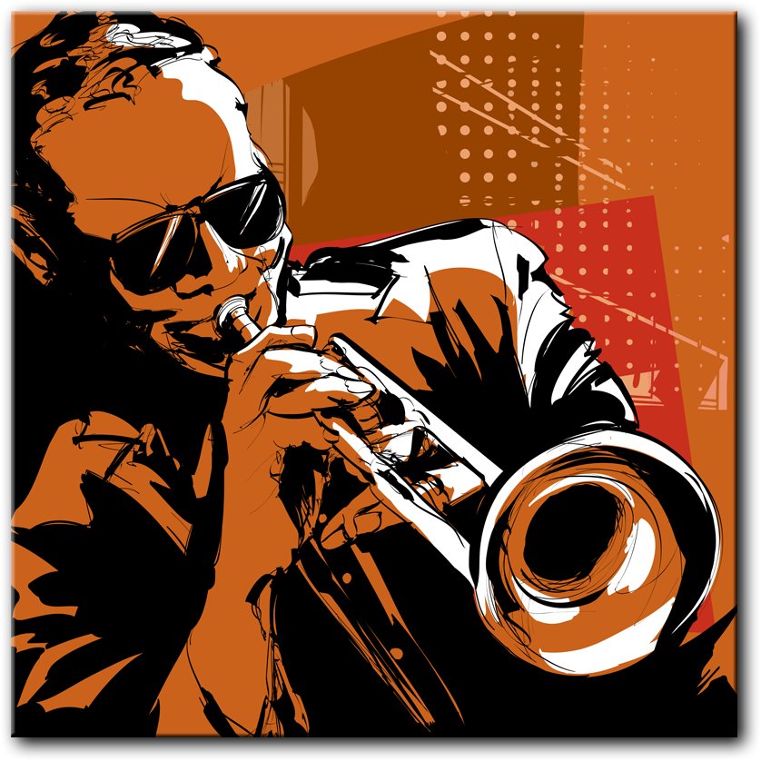 Jazzman grający na trąbce. - PR03738 - PRINTORAMA | Sklep EMPIK.COM