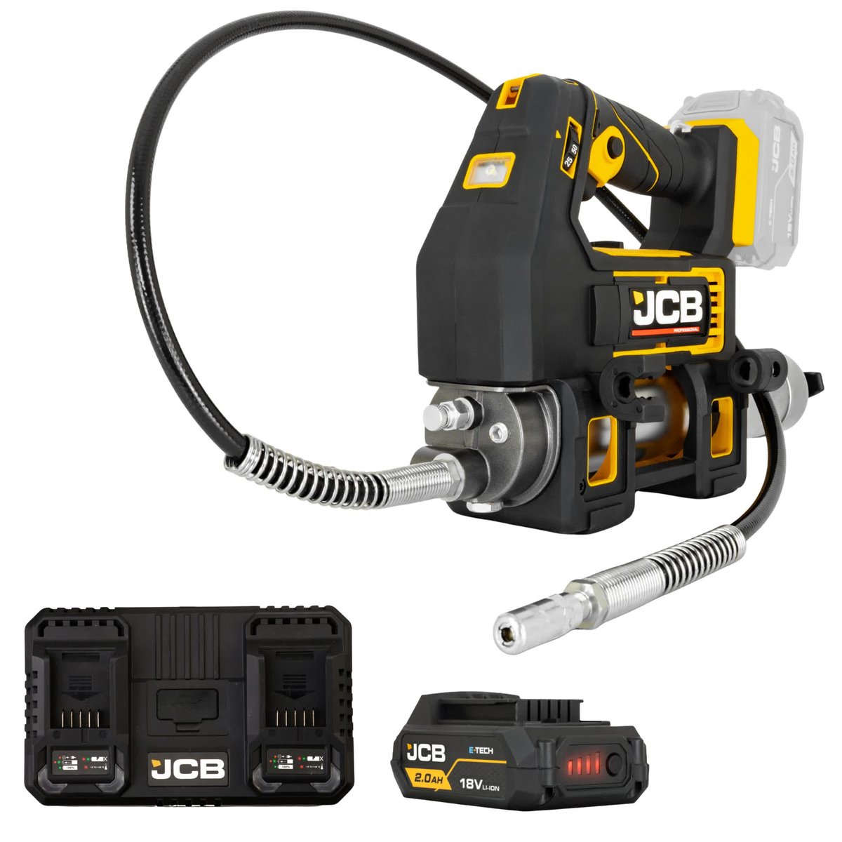 JCB Professional 18V Smarownica 700 Bar Dual Charger 4.5A Bateria 2Ah ...