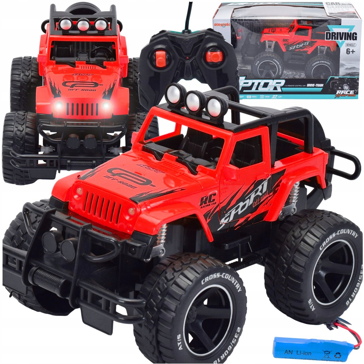 JEEP Terenowy Auto Samochód Rc Dźwięk Światła Aku Model Sterowany Na ...