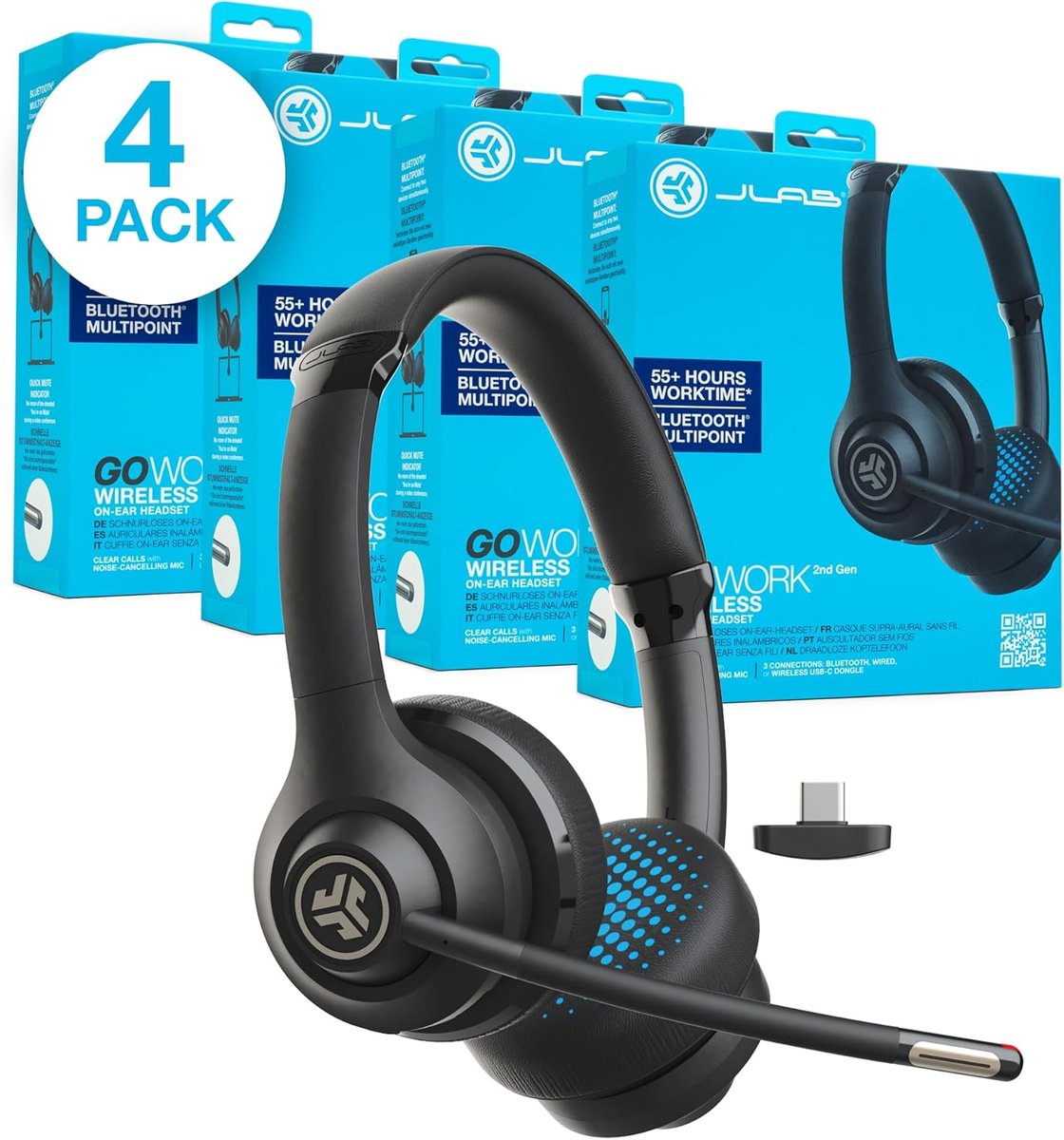 JLab Go Work 2nd Gen Zestaw Słuchawkowy z mikrofonem Bluetooth USB C ...