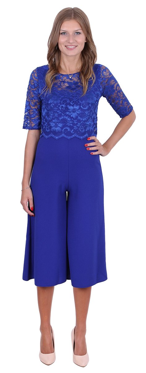 John Zack Kobaltowy, koronkowy kombinezon 3/4 XL - sarcia.eu | Moda ...