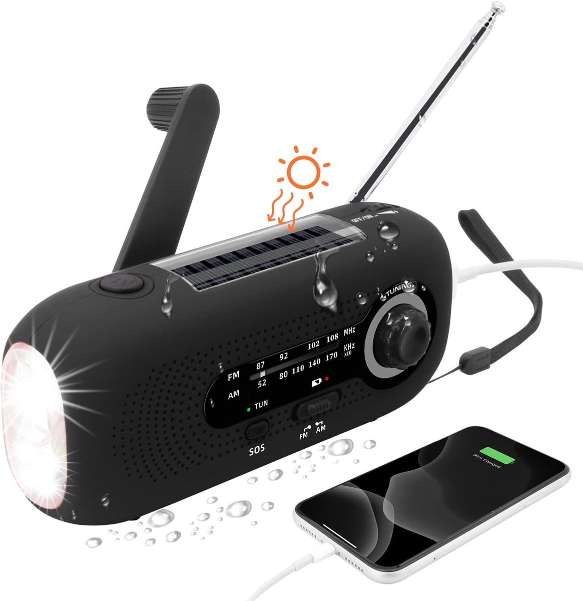 Journy radio solarne dynamo AM/FM SOS latarka LED powerbank 2000mAh ...