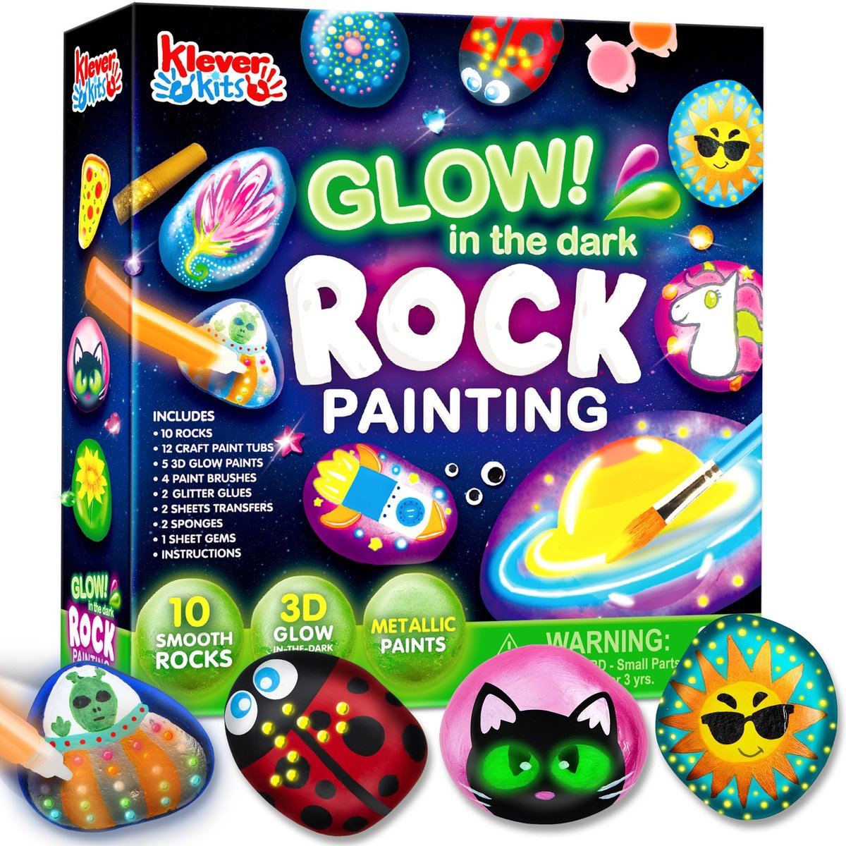 JOYIN Rock Painting Kit- Glow in The Dark Rock Kit, Arts and Crafts for ...
