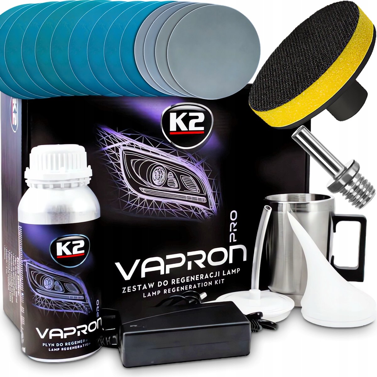K2 Vapron Czajniczek Do Regeneracji Lamp Polerowania +Papier Ścierny ...