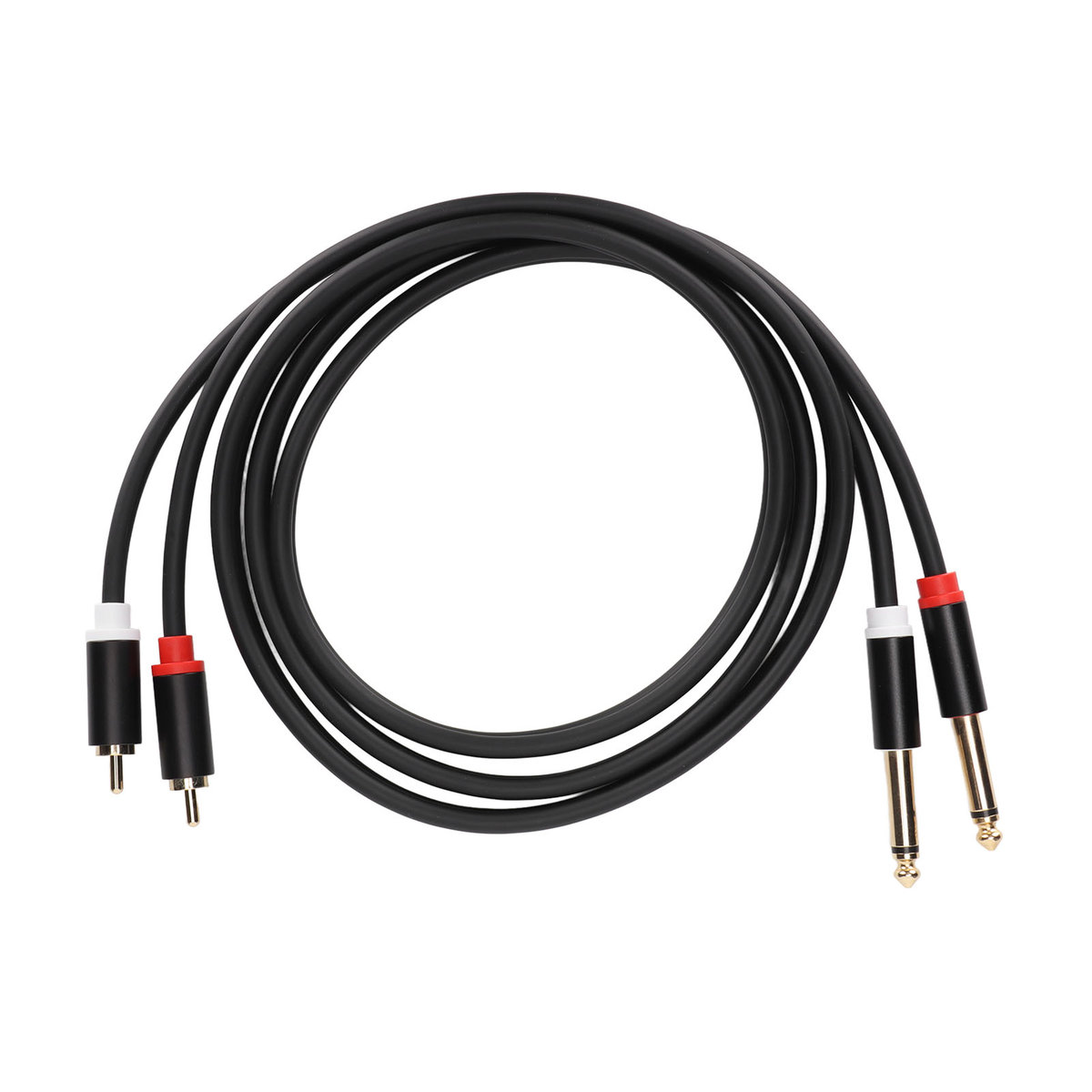 Kabel 1/4 cala Dual RCA do Dual TS, 4,9 stopy, 6,35 mm, 2 porty RCA do ...
