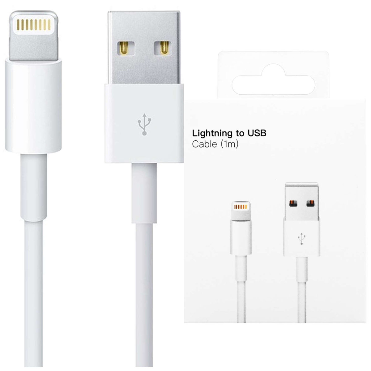 Kabel 1m Lightning do USB-A USB do Apple iPhone, iPad, iPod BOX Biały ...