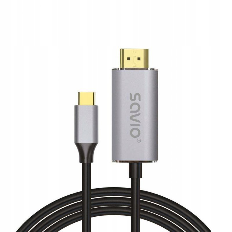 Kabel adapter Savio CL-171, USB-C do HDMI 2.0B, 2m, srebrno-czarny ...