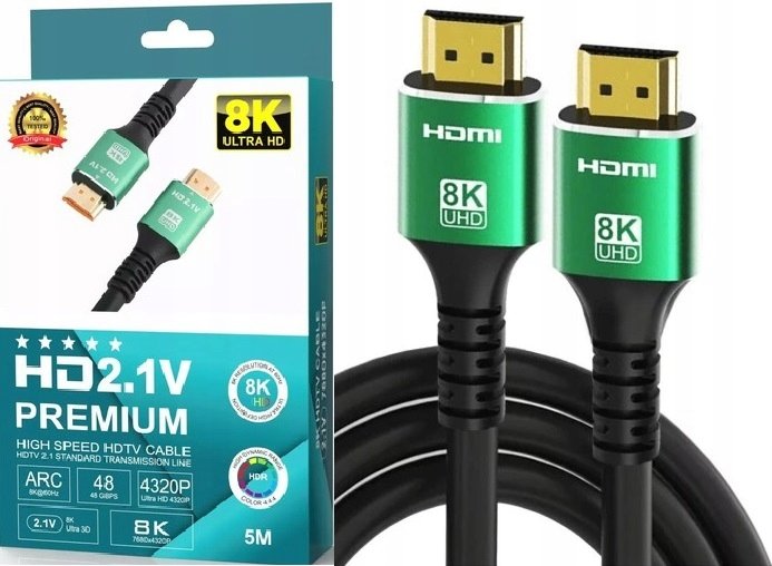 Kabel Hdmi - Hdmi 2.1 V Premium 8K 4K 144Hz Mocny Monitor Projektor 5M - Inna marka | Sklep ...
