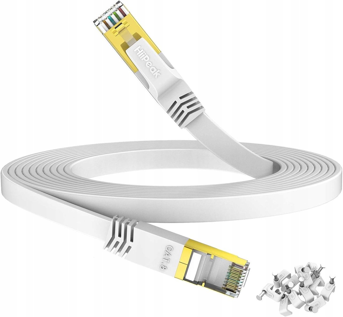 Kabel Internetowy Ethernet RJ45 CAT8 40Gbps/2000Mhz 5m Płaski Biały ...