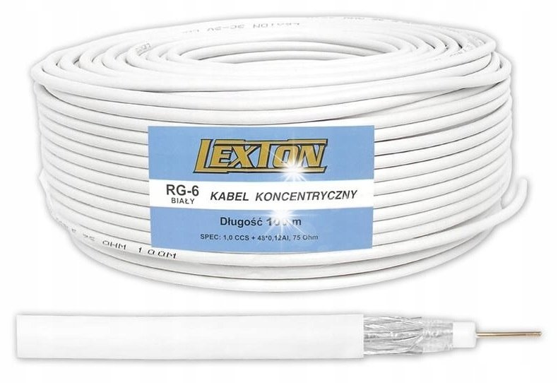 KABEL KONCENTRYCZNY ANTENOWY LEXTON 6.8mm RG-6 CCS 100m - Inna marka ...