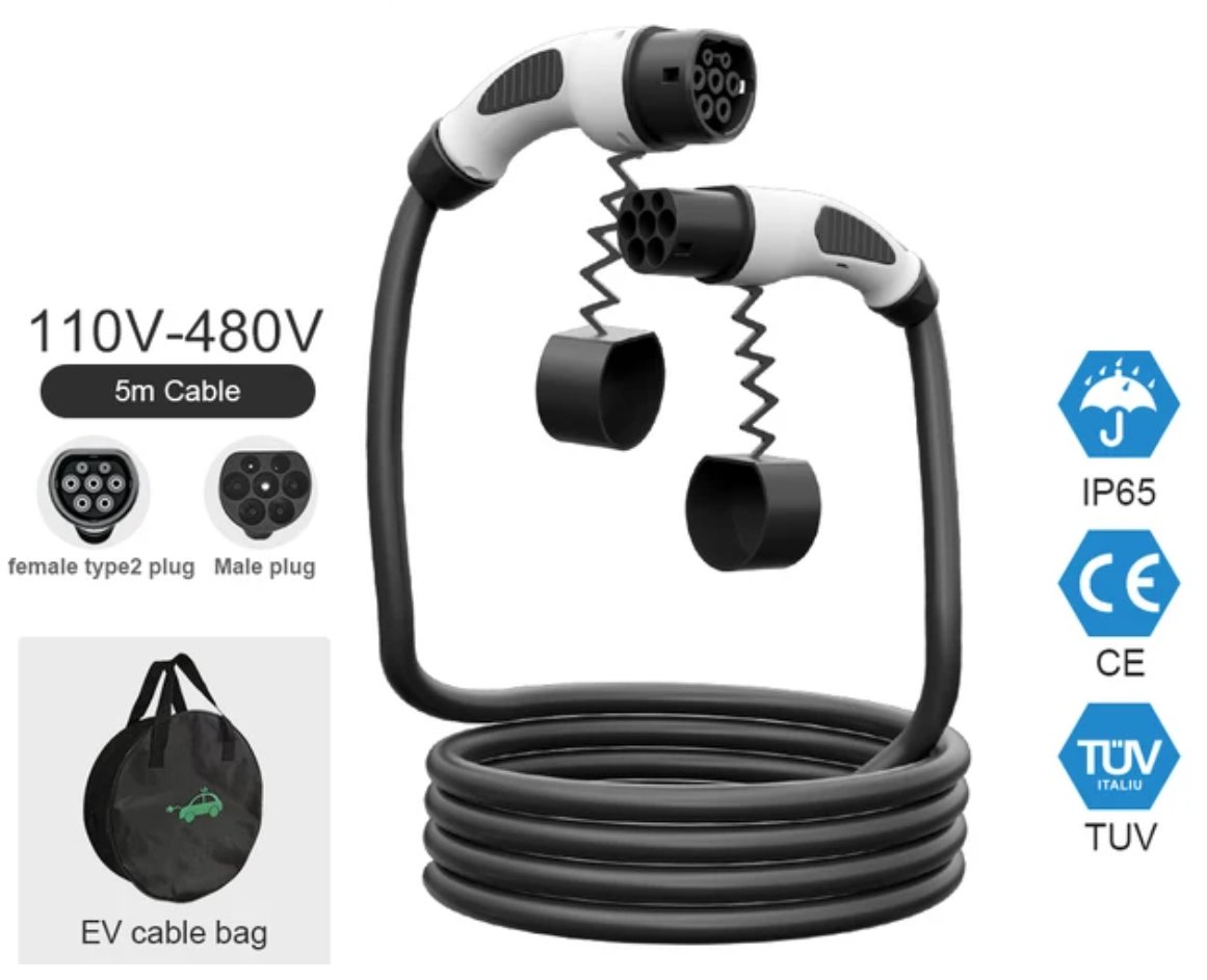 Kabel ładowania auta elektrycznego hybrydy plug-in EV 22kW 32A 3-fazy ...