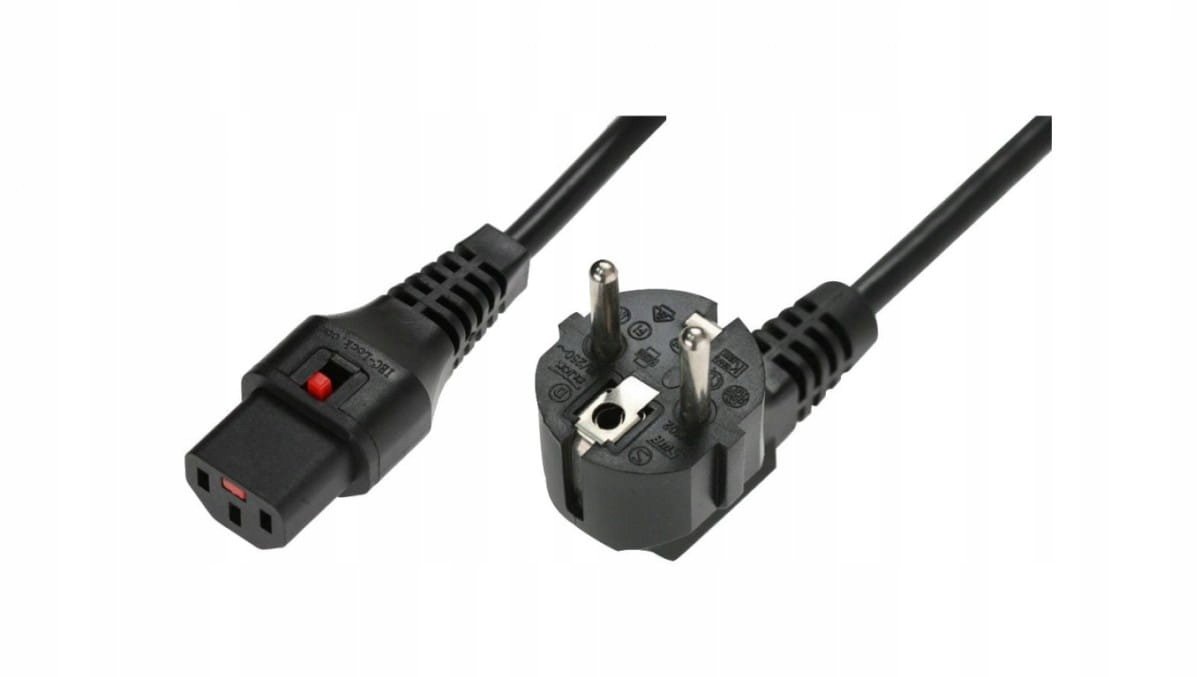 Kabel połączeniowy zasilający z blokadą IEC LOCK Schuko kątowy/C13 ...