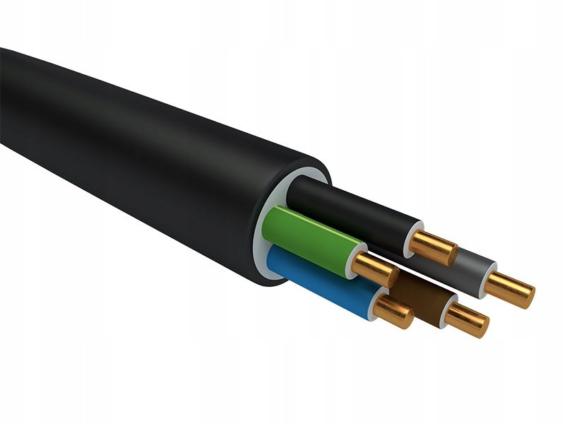 KABEL PRZEWÓD NKT ZIEMNY MIEDZIANY YKY 5x10mm2 0,6/1kV DRUT CZARNY ...