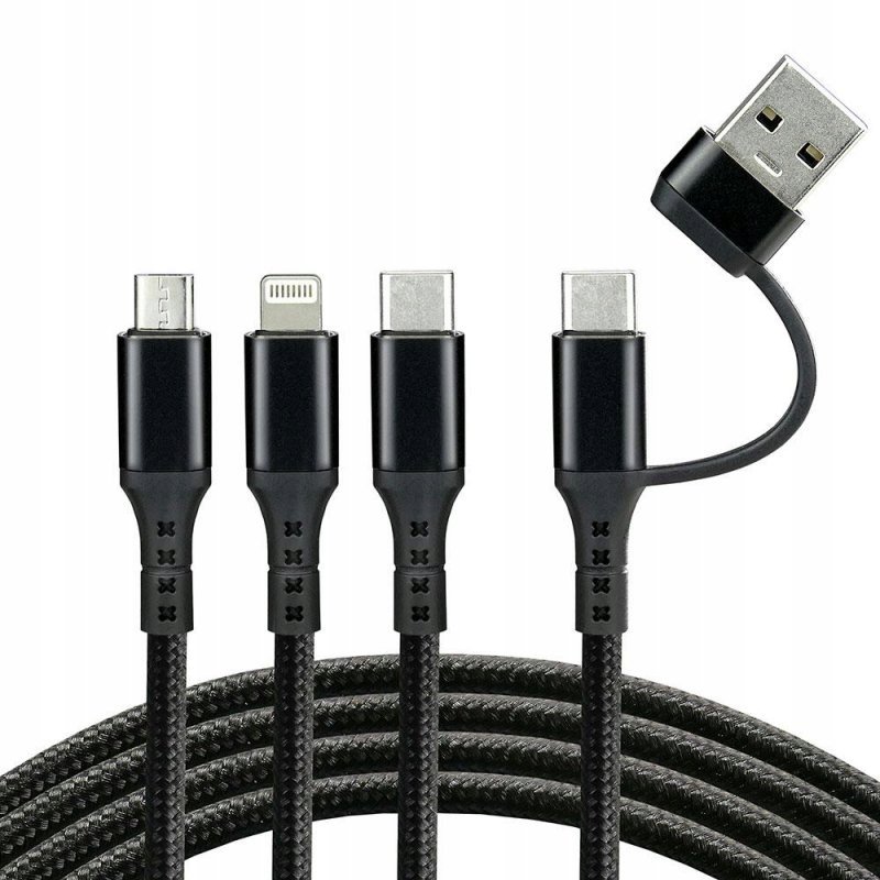 Kabel przewód USB-C / USB 3w1 - USB-C, Lightning, micro USB 120cm - EverActive | Sklep EMPIK.COM