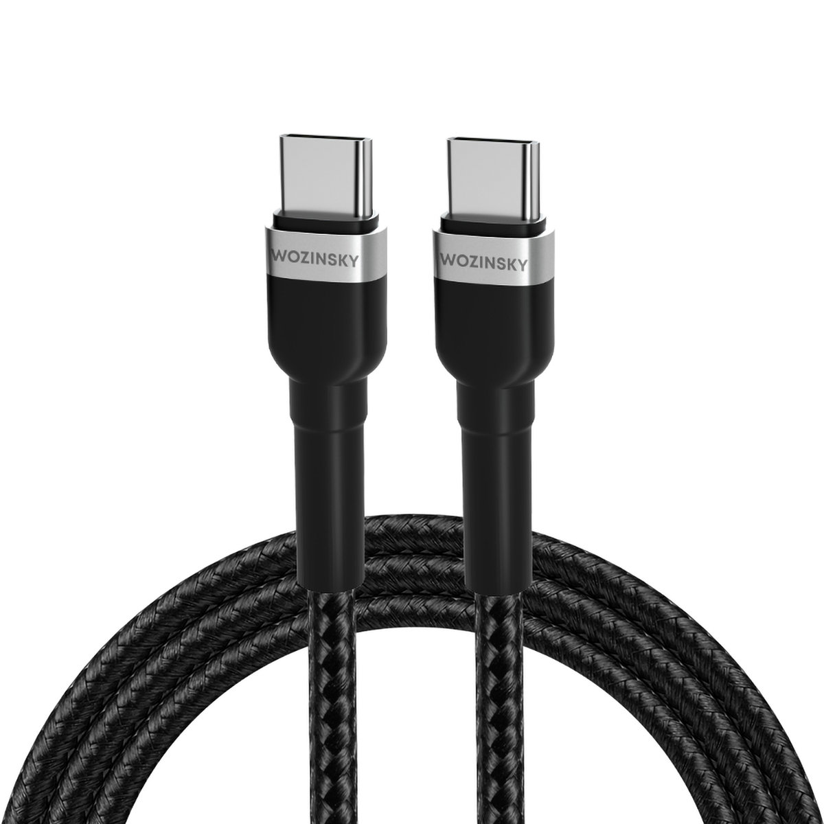 Kabel przewód w oplocie USB-C - USB-C PD 65W 1m czarny - Wozinsky ...