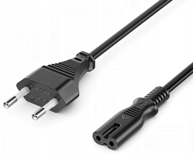 KABEL PRZEWÓD ZASILAJĄCY ÓSEMKA DO TELEWIZORA MONITORA ZASILACZA 2PIN ...