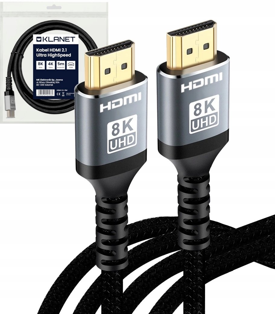 KABEL PRZYŁĄCZE HDMI 2.1 PREMIUM ULTRA 8K 4K 144Hz 5M PLECIONKA - Inna marka | Sklep EMPIK.COM