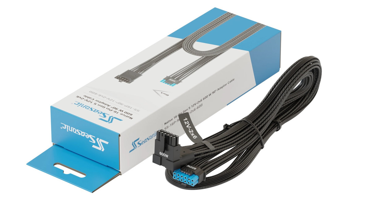 Kabel Seasonic 16-pin Gen 5 12V-2x6 Black 600W 700mm kątowy (SS-16P-90-12V-2x6-600) - Inna marka ...