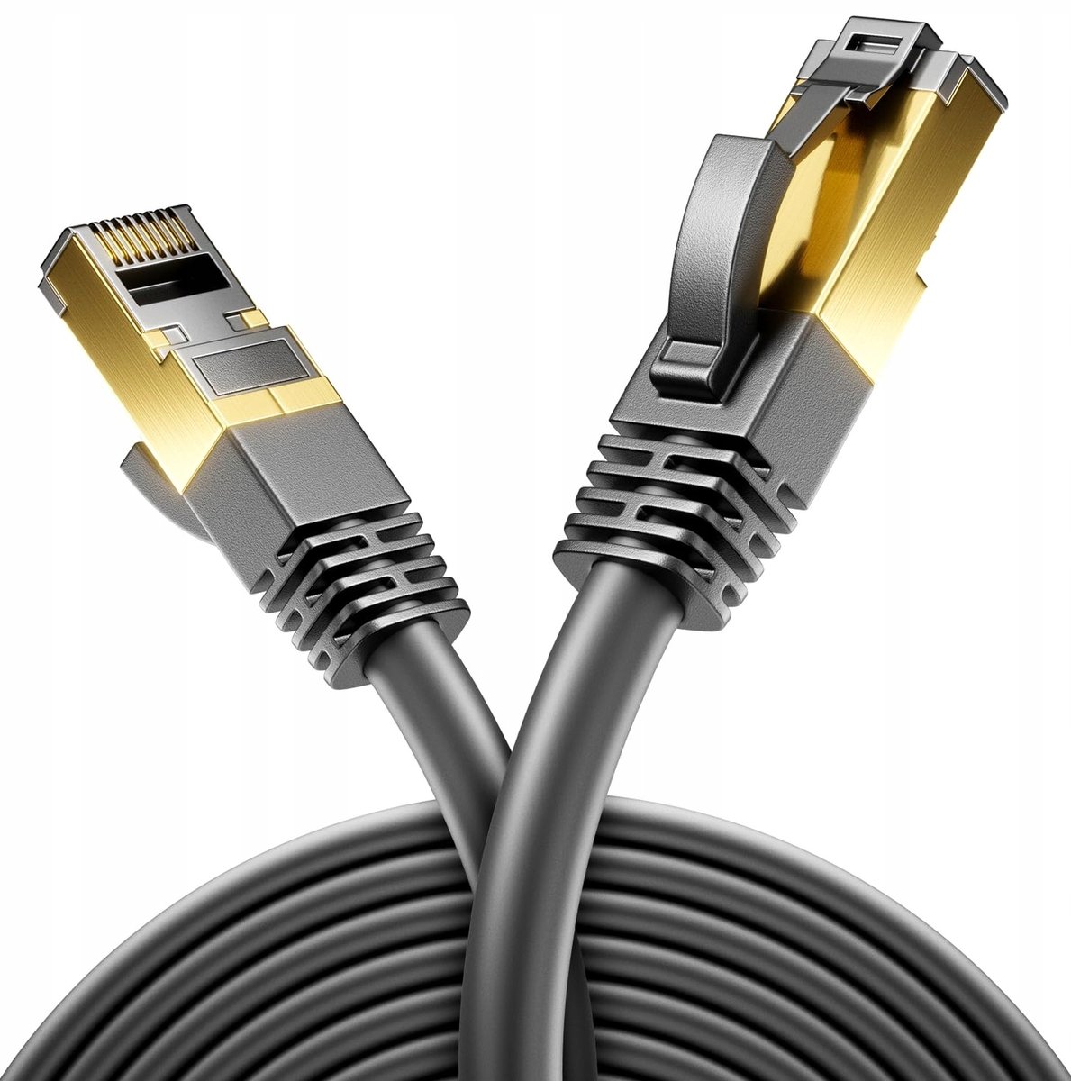 KABEL SIECIOWY 2M CZARNY ETHERNET LAN KROSOWY SZYBKI TRWAŁY GIGABIT ...