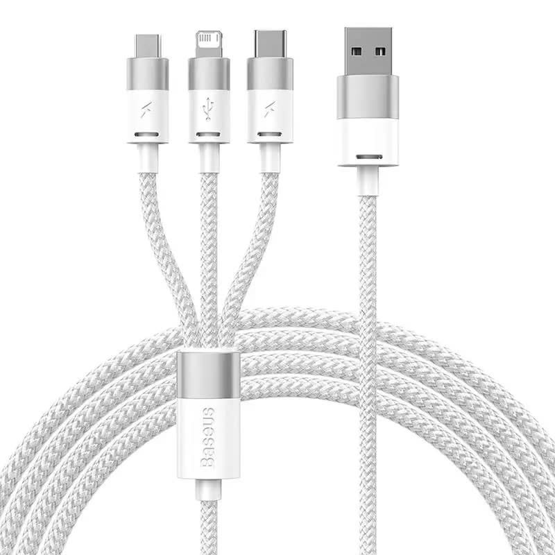 Kabel USB 3w1 Baseus StarSpeed, USB-C + micro USB + Lightning, 3,5A, 1.2m (biały) - Baseus ...