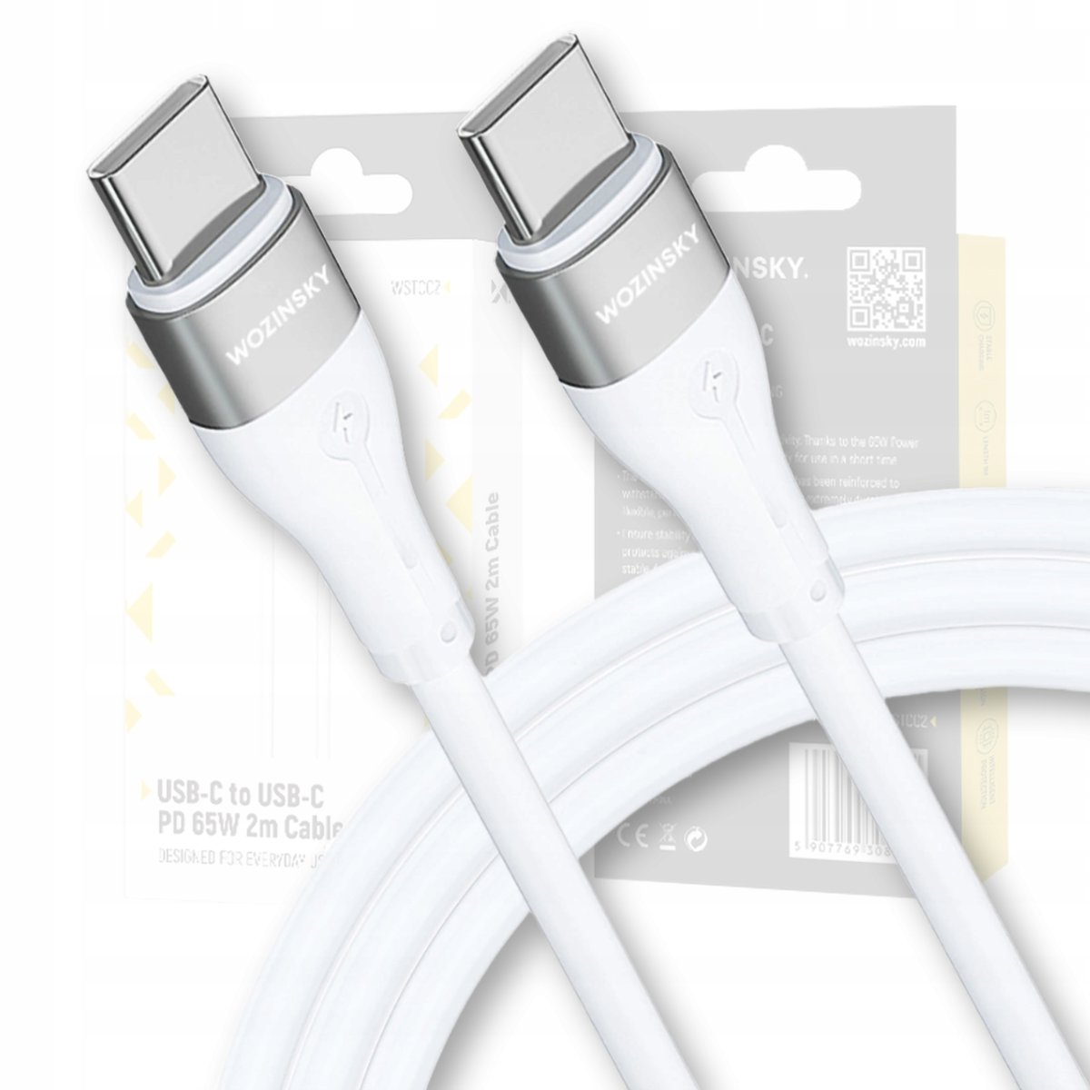 KABEL USB MOCNY PRZEWÓD SZYBKIE ŁADOWANIE DANE USB-C / USB-C PD 65W 2M ...