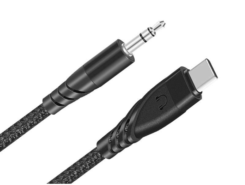 Kabel USB Type-C / Mini Jack 3.5mm 1m płaski czarny z oplotem - LTC ...