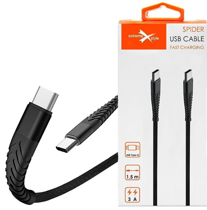 Kabel USBC na USBC 1,5m Spider oplot KAB000318 - ExtremeStyle | Sklep EMPIK.COM