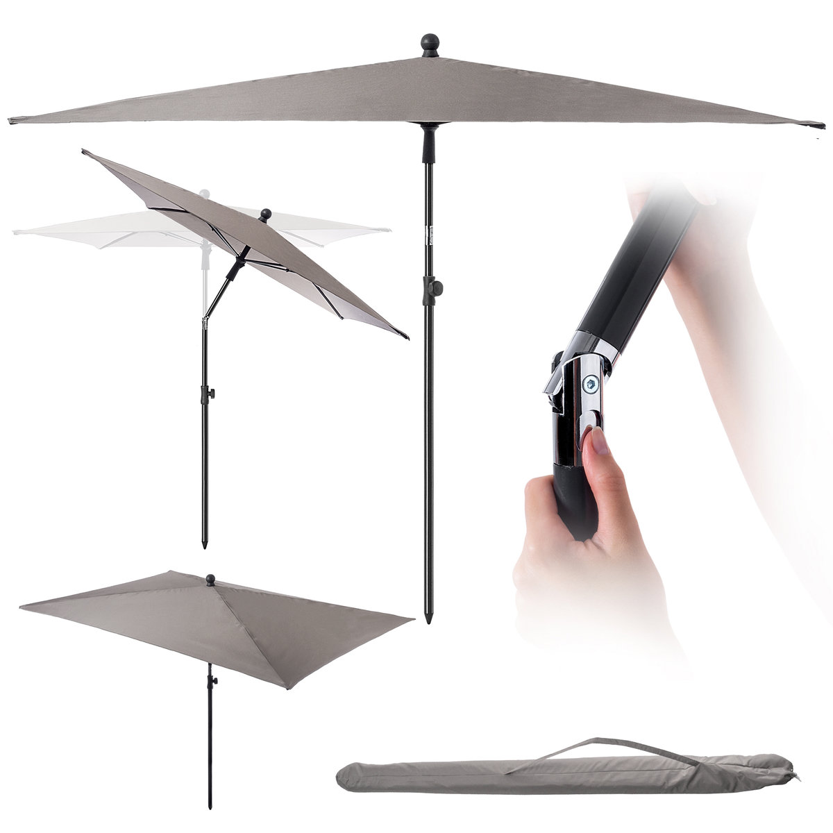 KADAX Parasol Ogrodowy Duży 210cm Składany Balkonowy Łamany Pokrowiec ...