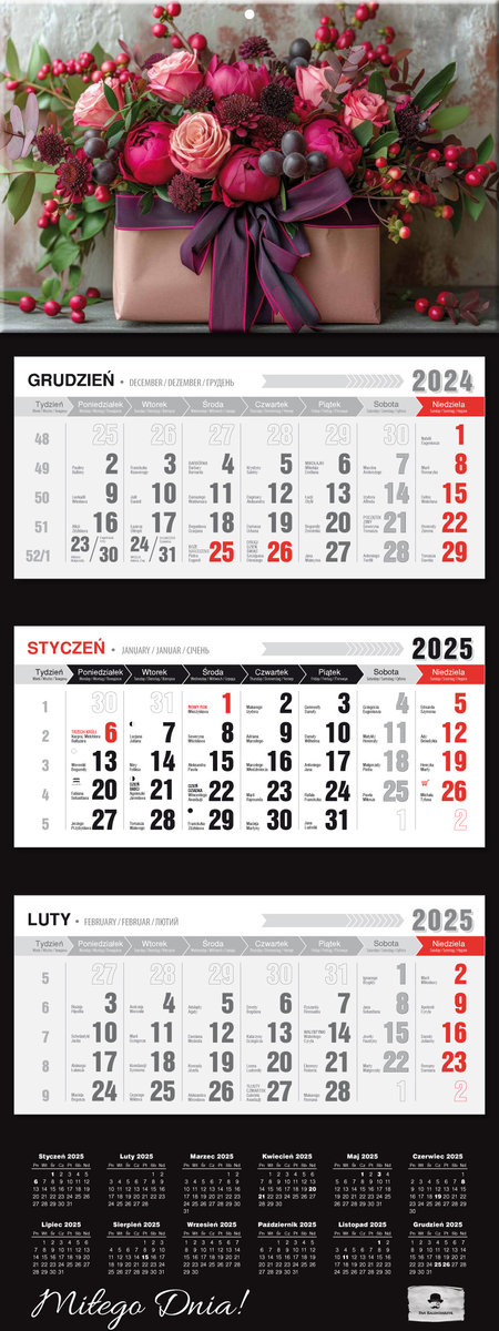 Kalendarz 2025, trójdzielny, Flower Box - Platon | Sklep EMPIK.COM