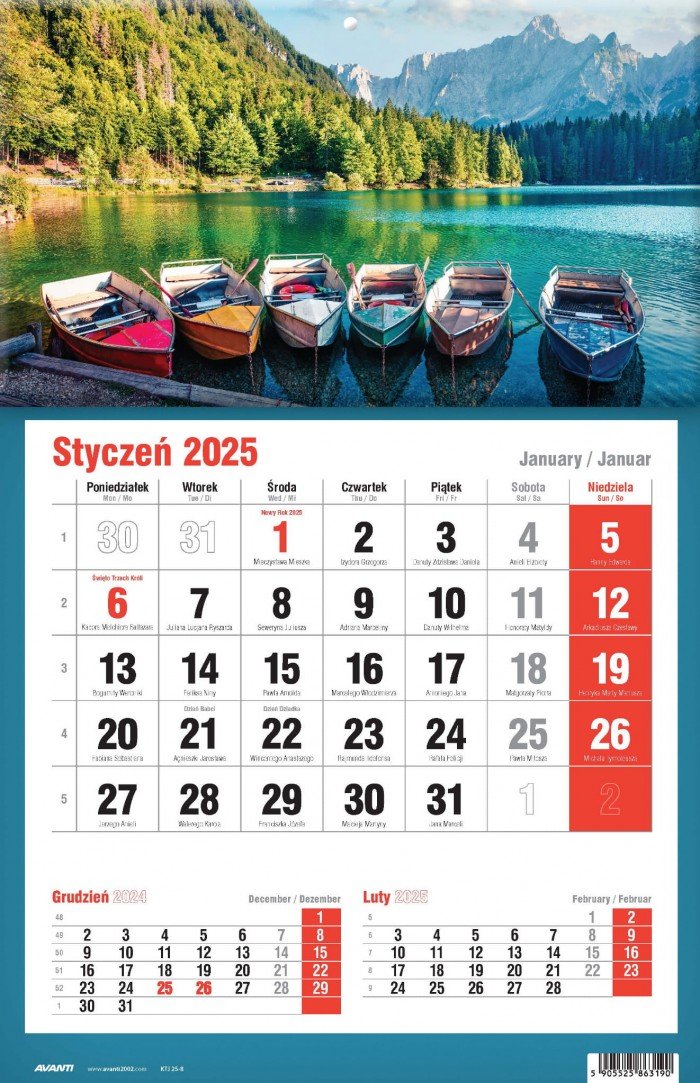 Kalendarz 2025 trójdzielny Jednodzielny KTJ 1szt.mix - Avanti | Sklep EMPIK.COM