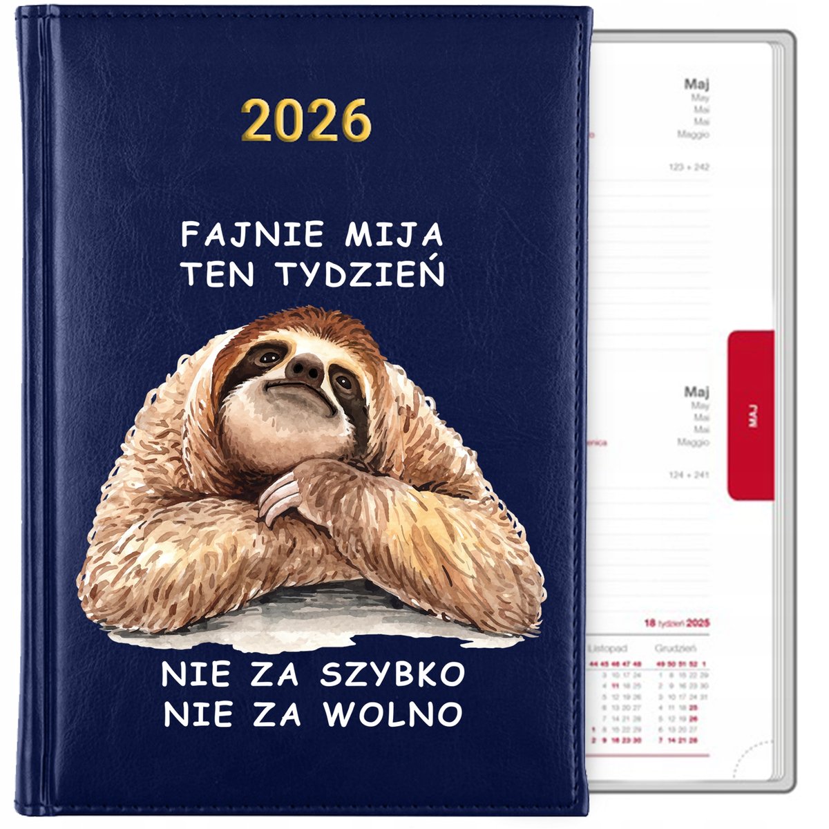 KALENDARZ 2026 A5 PREZENT DO PRACY LENIWIEC FANIEJ MIJA TEN TYDZIEŃ WZORY - Inna marka | Sklep ...