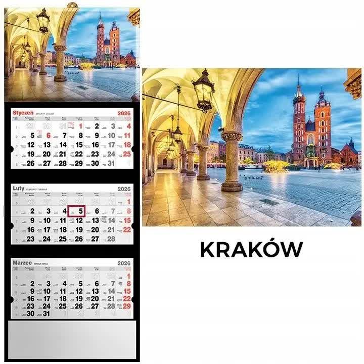 Kalendarz 2026 trójdzielny Kraków - Evena - Inna marka | Sklep EMPIK.COM