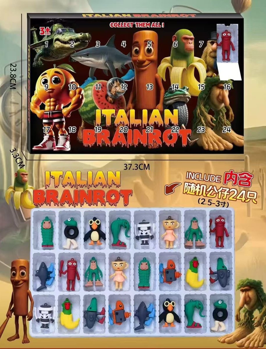 Kalendarz adwentowy BRAINROT ITALIAN SAHUR TUNG Tik Tok 24 figurki ...