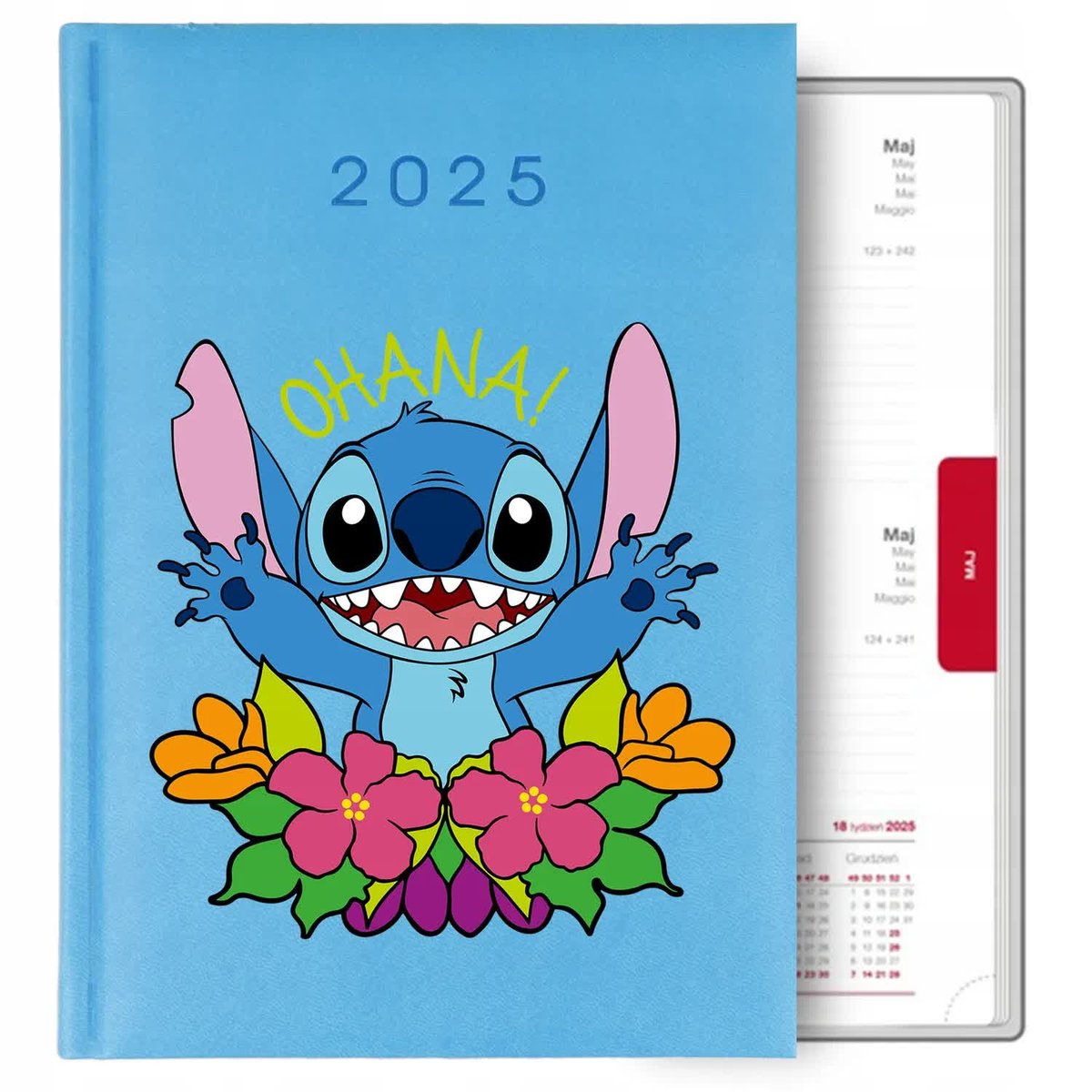 KALENDARZ BŁĘKITNY TERMINARZ A5 2025 PREZENT MOTYW LILO I STICH OCHANA ...