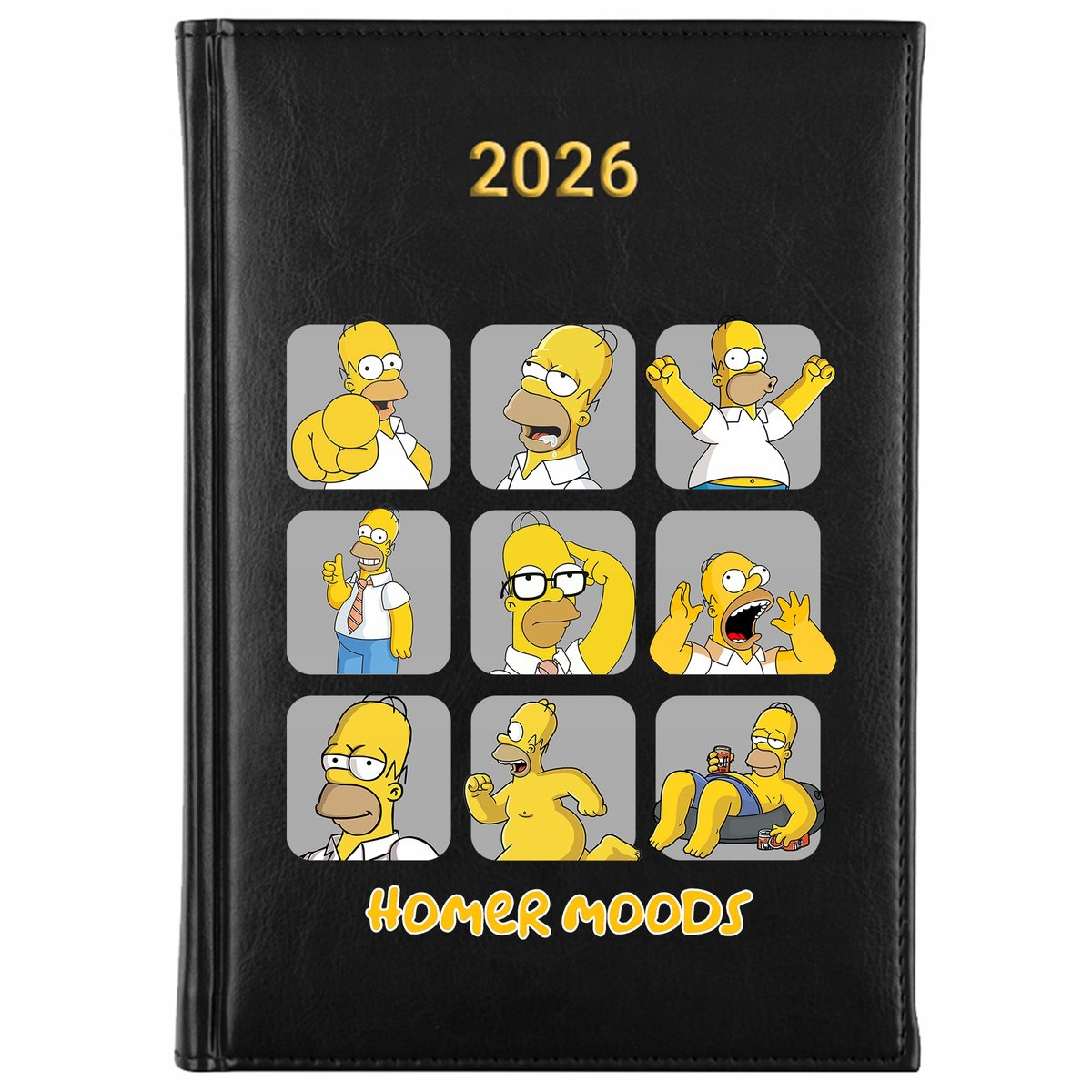 KALENDARZ CZARNY 2026 A5 PLANER | HOMER MOODS PREZENT SIMPSONS RÓŻNE ...