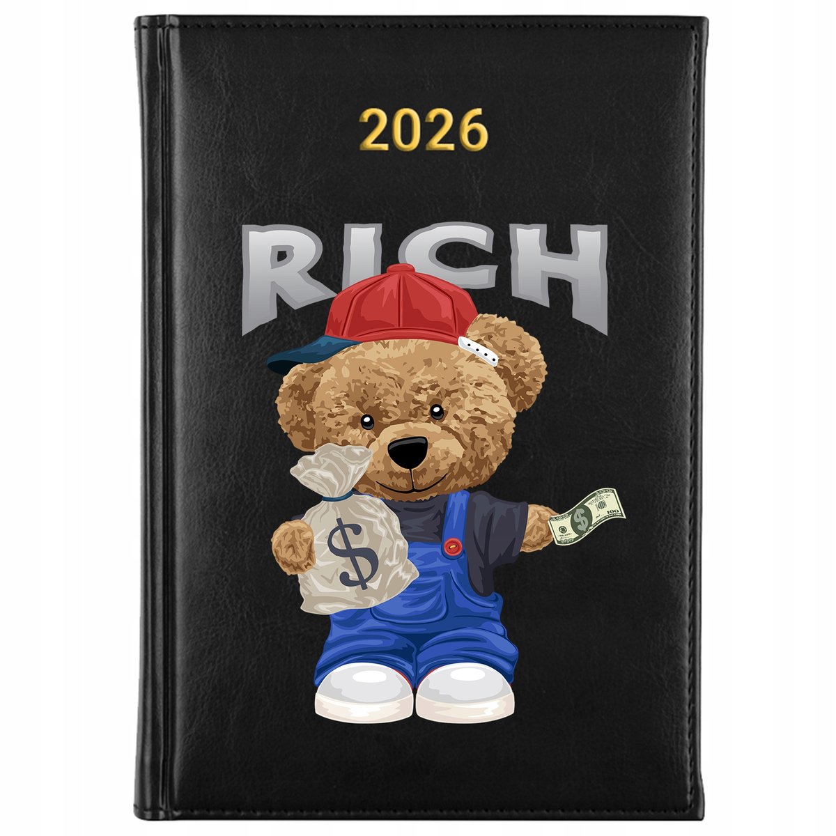 KALENDARZ CZARNY 2026 A5 PLANNER TERMINARZ | PREZENT TEDDY BEAR MIŚ ...