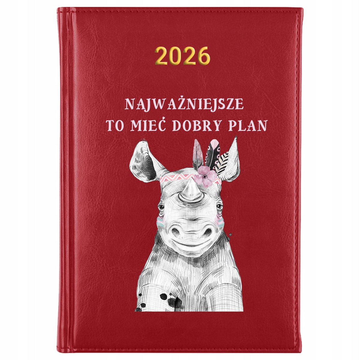 KALENDARZ CZERWONY 2026 PLANER TERMINARZ | PREZENT MOTYWUJĄCY DOBRY ...