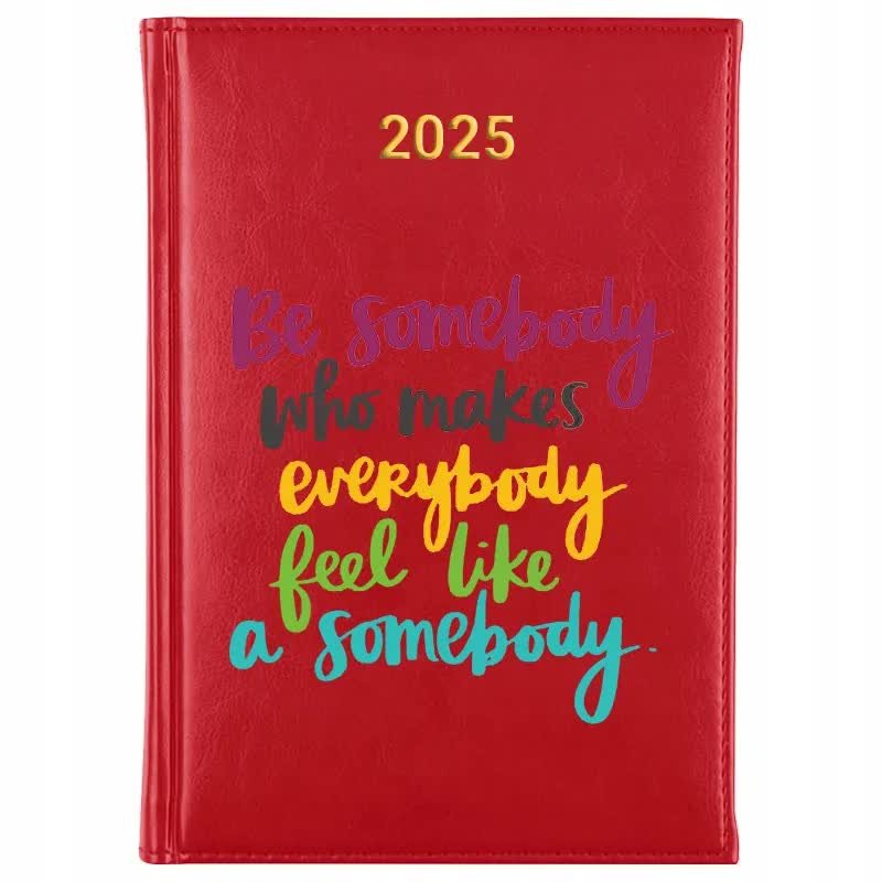 Kalendarz Czerwony A5 2025 MAKES EVERYBODY FEEL LIKE A SOMEBODY Wzory ...