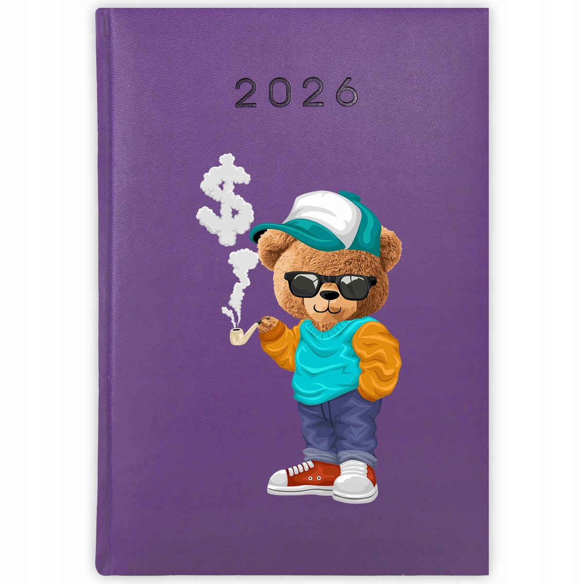 KALENDARZ FIOLETOWY 2026 PLANER TERMINARZ | PREZENT TEDDY BEAR MIŚ DYM ...