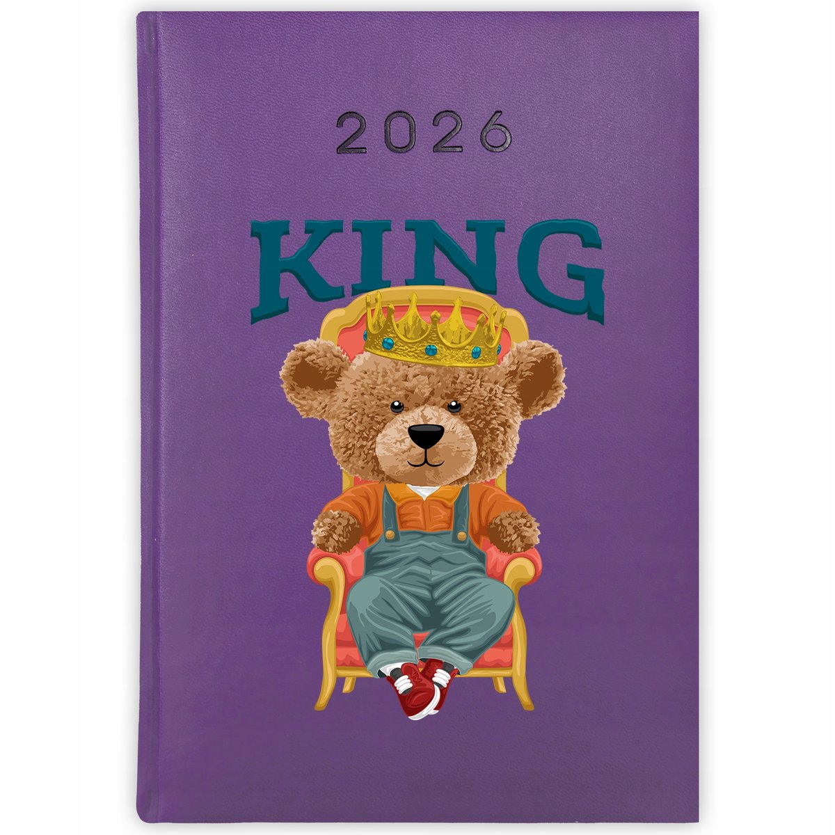 KALENDARZ FIOLETOWY 2026 PLANER TERMINARZ | PREZENT TEDDY BEAR MIŚ KING ...